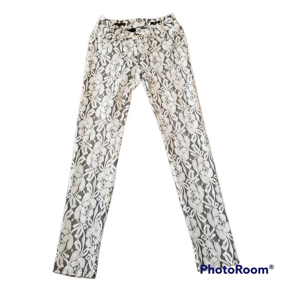Cache | Pants & Jumpsuits | Cache White Lace Skinny Pants | Poshmark